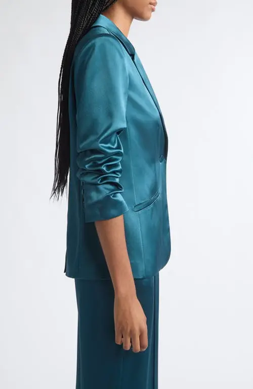 Cinq À Sept Kylie Ruched Sleeve Satin Blazer
