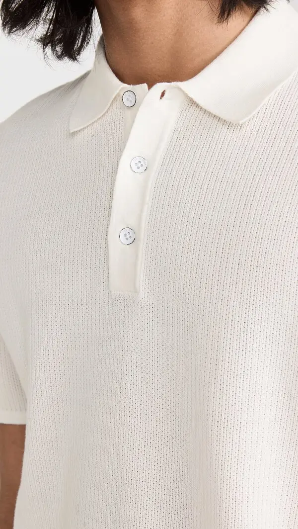 Rag & Bone Harvey Knit Polo - Ivory