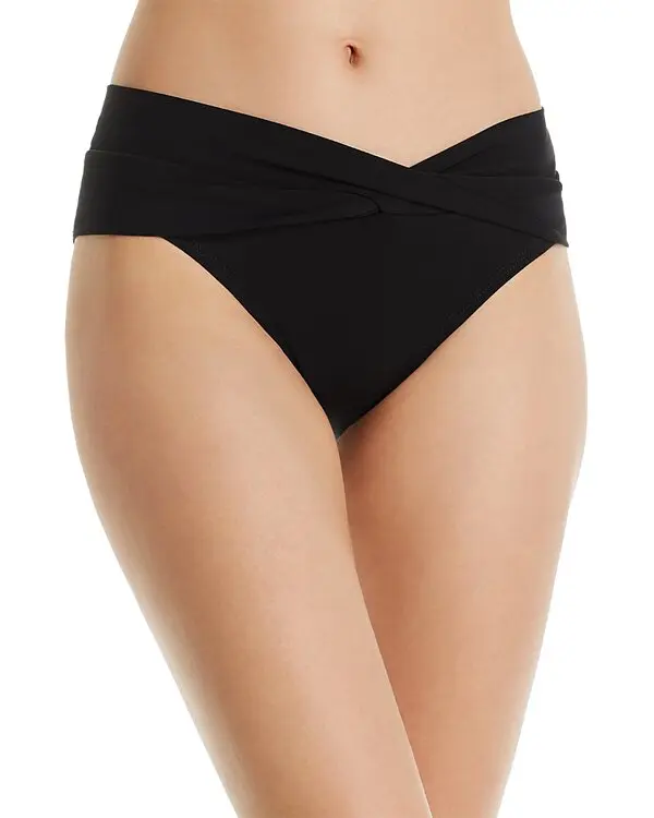 Robin Piccone Ava Solid Twist-front Bikini Bottom - Black