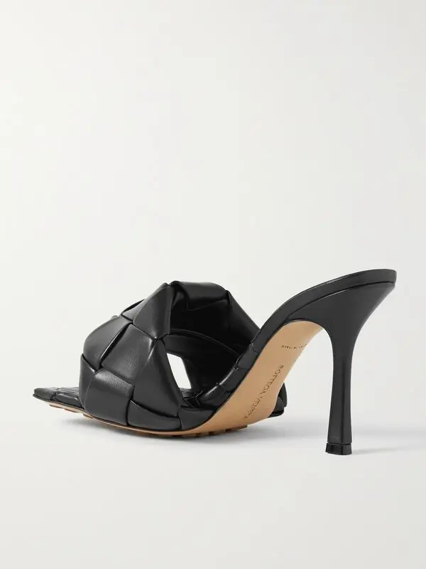 Bottega Veneta Lido Intrecciato Leather Mules - Black