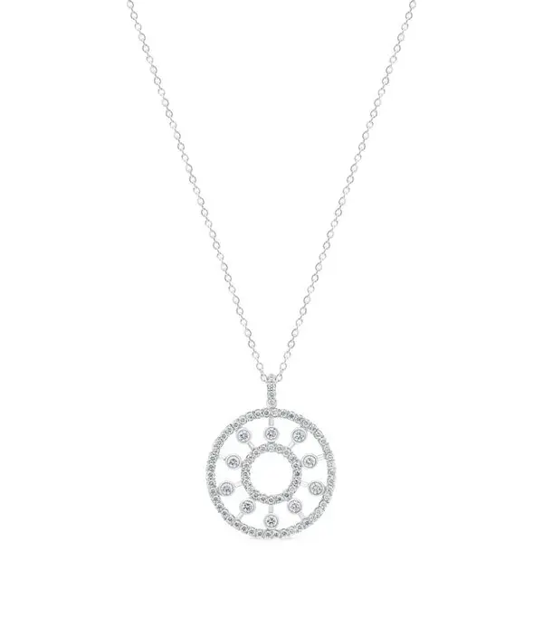 DE BEERS JEWELLERS White Gold And Diamond Dewdrop Medallion Necklace
