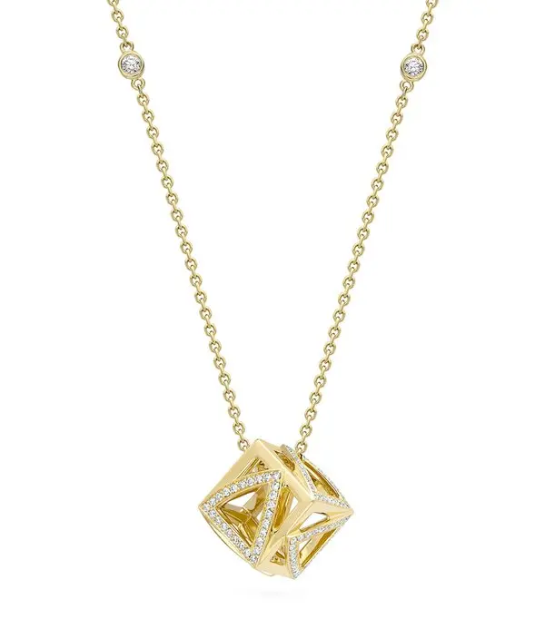BOODLES Yellow And Diamond Be You Cube Pendant Necklace - Gold
