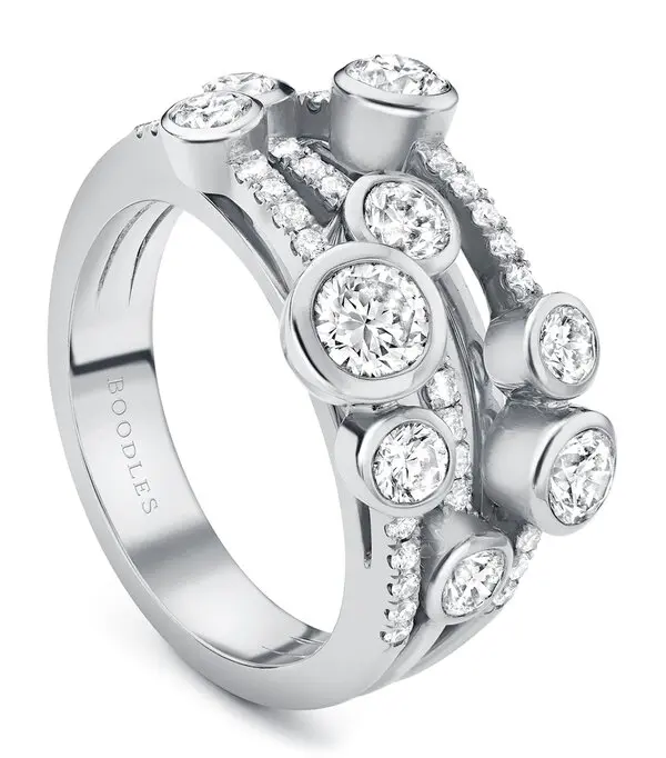 BOODLES Platinum And Diamond Waterfall Ring - Silver