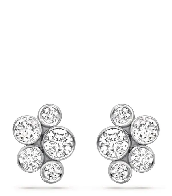 BOODLES Platinum And Diamond Raindance Stud Earrings - Silver