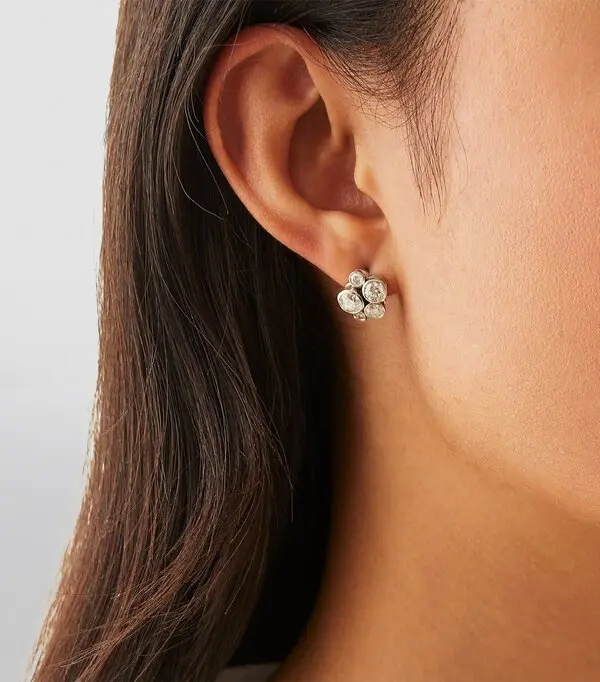BOODLES Platinum And Diamond Large Raindance Stud Earrings - Silver