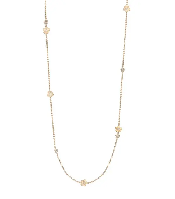 BOODLES And Diamond Long Blossom Charm Necklace - Rose Gold