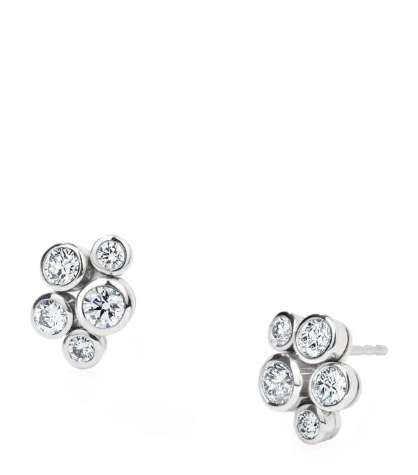 BOODLES Platinum And Diamond Raindance Stud Earrings - Silver