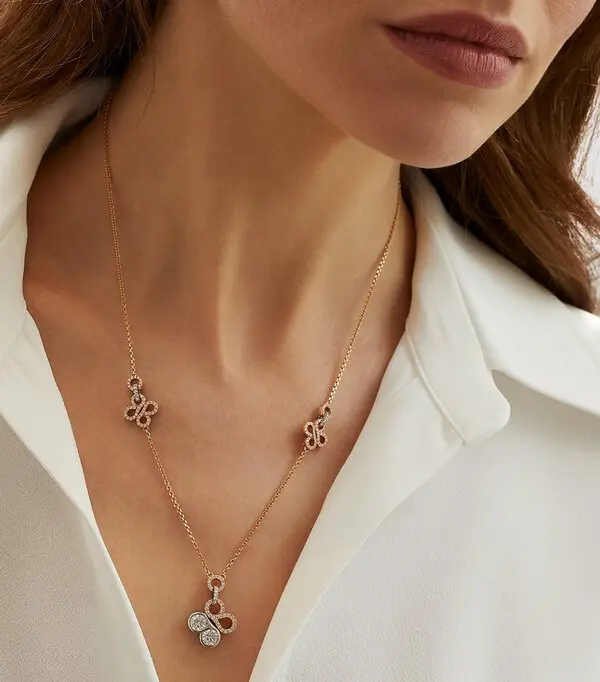 BOODLES Rose Gold, Platinum And Diamond Be Necklace - Silver