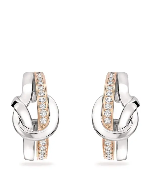 BOODLES Rose, White Gold And Diamond Knot Earrings - Rose Gold