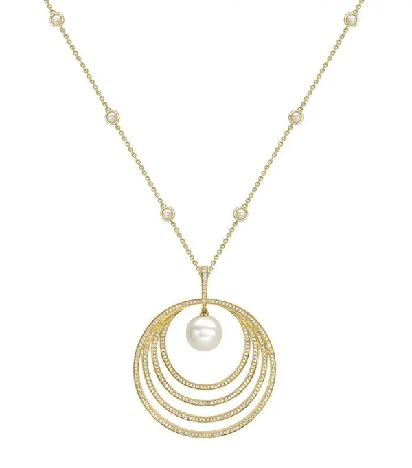 BOODLES Yellow Diamond, And Pearl Roulette Pendant Necklace - Gold