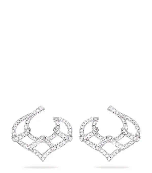 BOODLES Platinum And Diamond Woodland Earrings - Silver