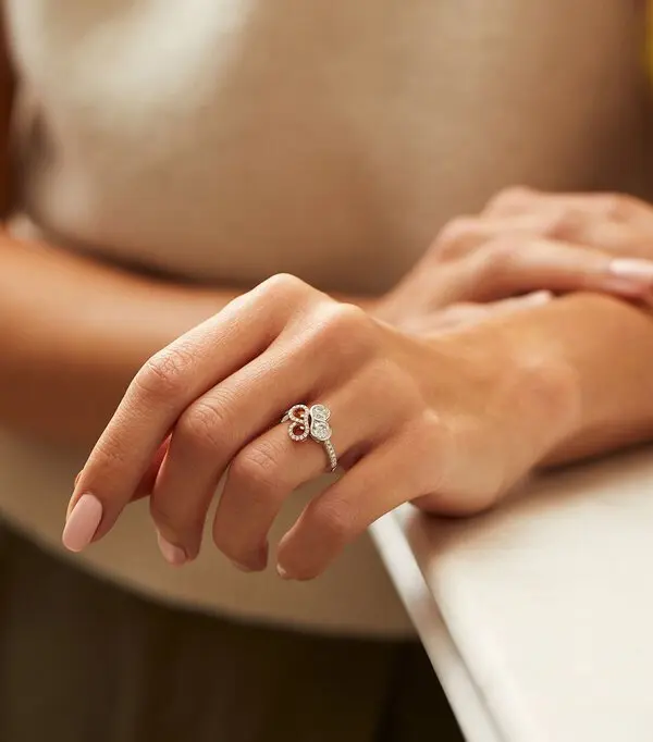 BOODLES Platinum, Rose Gold And Diamond Ring