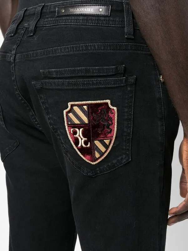BILLIONAIRE Logo-patch Denim Jeans - Black