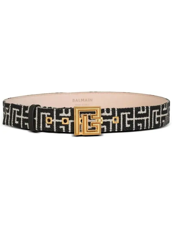 Balmain Monogram-Pattern Belt In Black - 50% Off | Editorialist display picture 2
