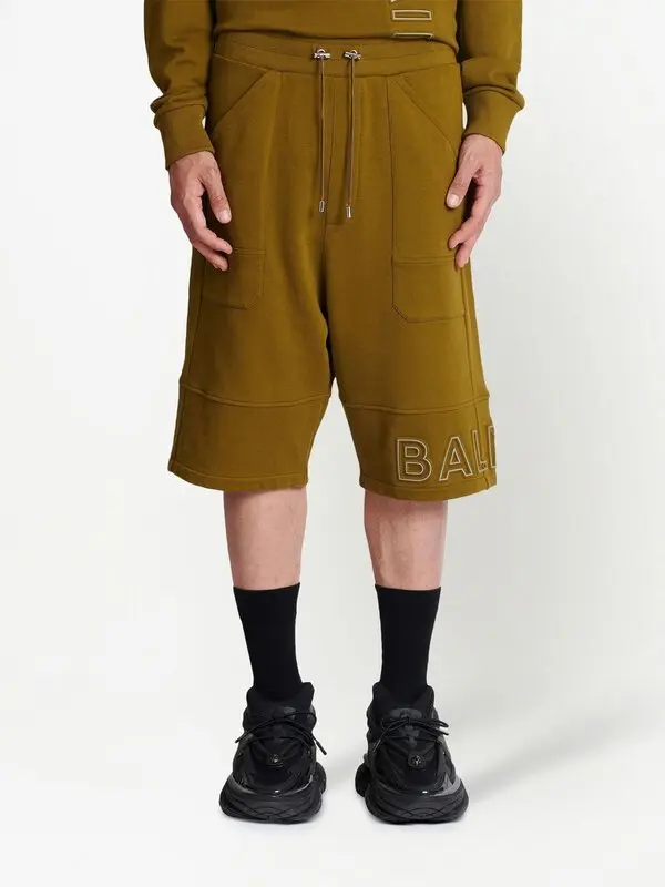 Balmain Logo-print Organic-cotton Shorts