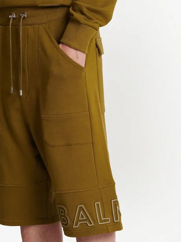 Balmain Logo-print Organic-cotton Shorts
