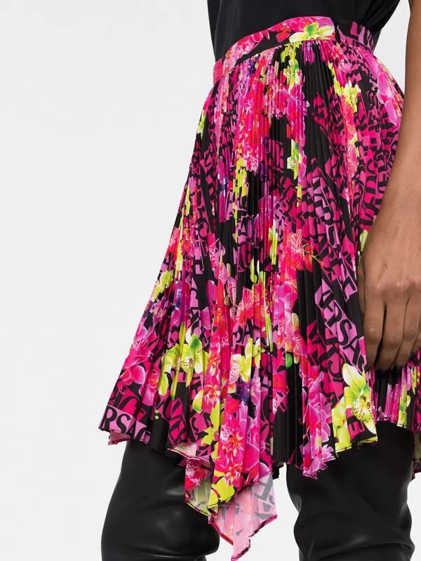 Versace Logo-print Pleated Skirt - Pink