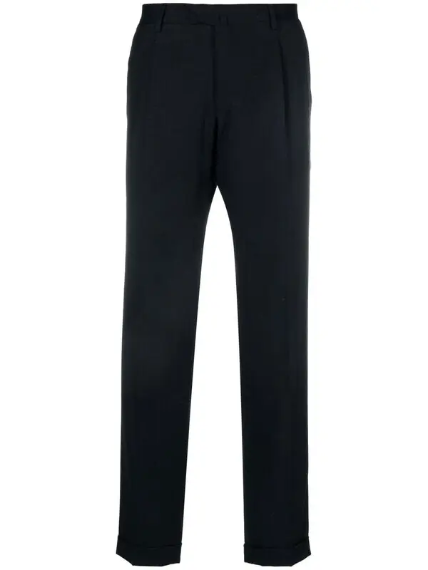 BRIGLIA 1949 Navy Virgin Wool And Cotton Straight Leg Trousers