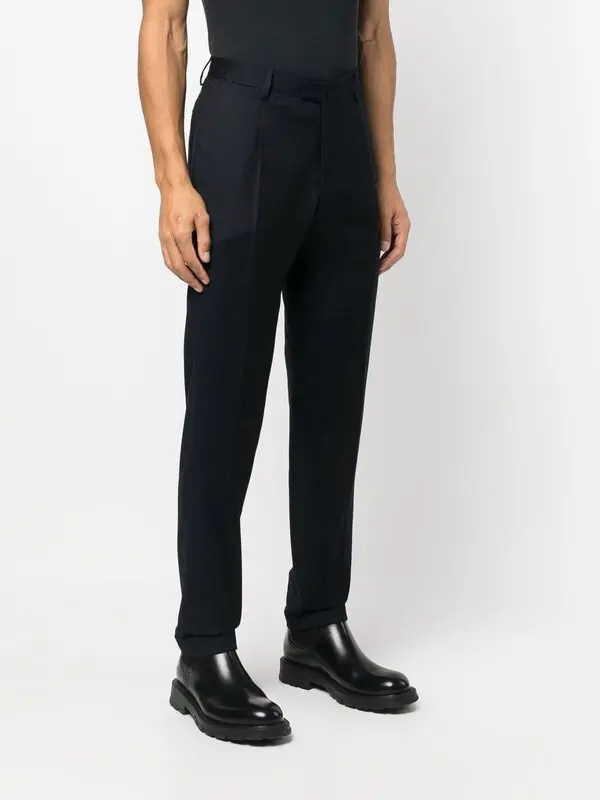 BRIGLIA 1949 Navy Virgin Wool And Cotton Straight Leg Trousers