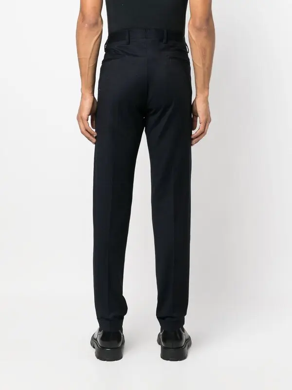 BRIGLIA 1949 Navy Virgin Wool And Cotton Straight Leg Trousers