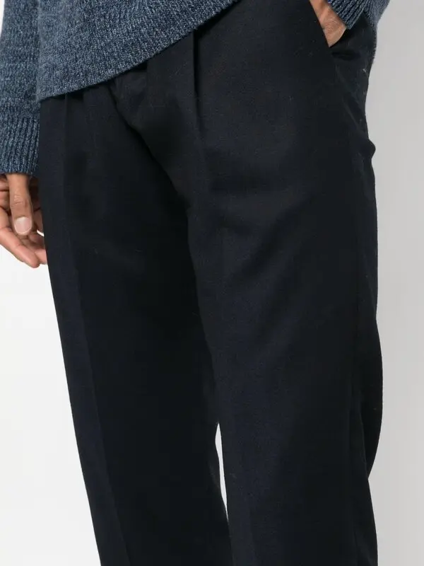 BRIGLIA 1949 Navy Virgin Wool And Cotton Straight Leg Trousers
