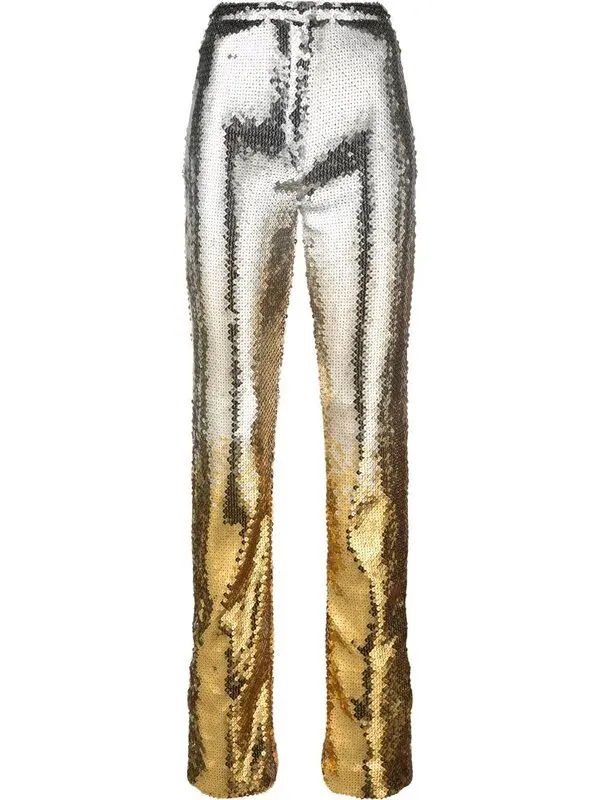 Rabanne Sequin-embellished Slim-fit Trousers - Gold