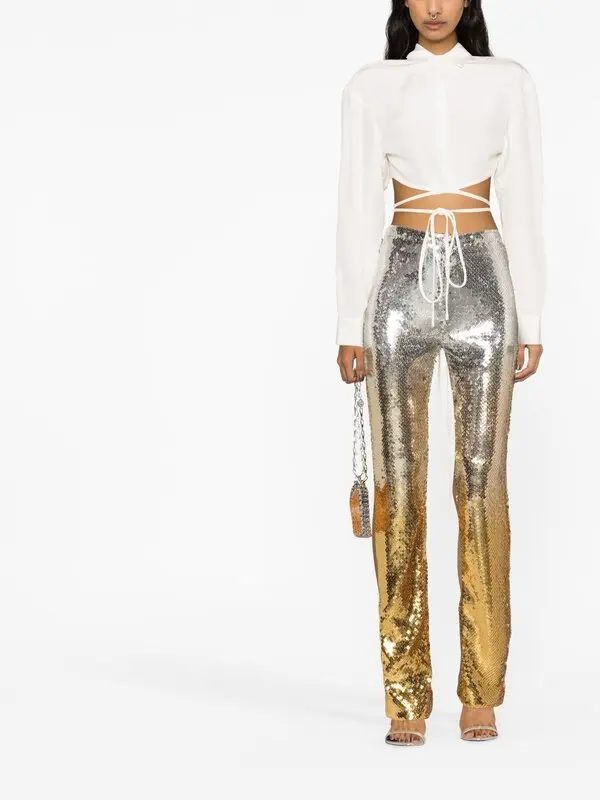 Rabanne Sequin-embellished Slim-fit Trousers - Gold
