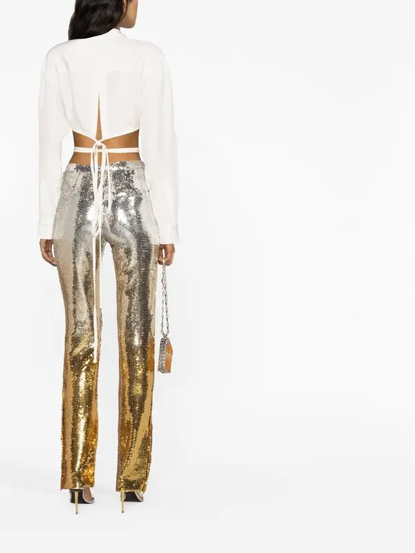 Rabanne Sequin-embellished Slim-fit Trousers - Gold