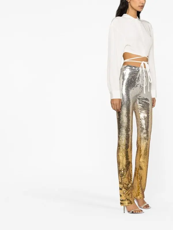 Rabanne Sequin-embellished Slim-fit Trousers - Gold