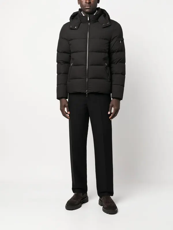 MOORER Padded Zip-up Hooded Down Jacket - Black