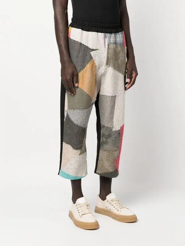 By Walid Cropped Patchwork Trousers