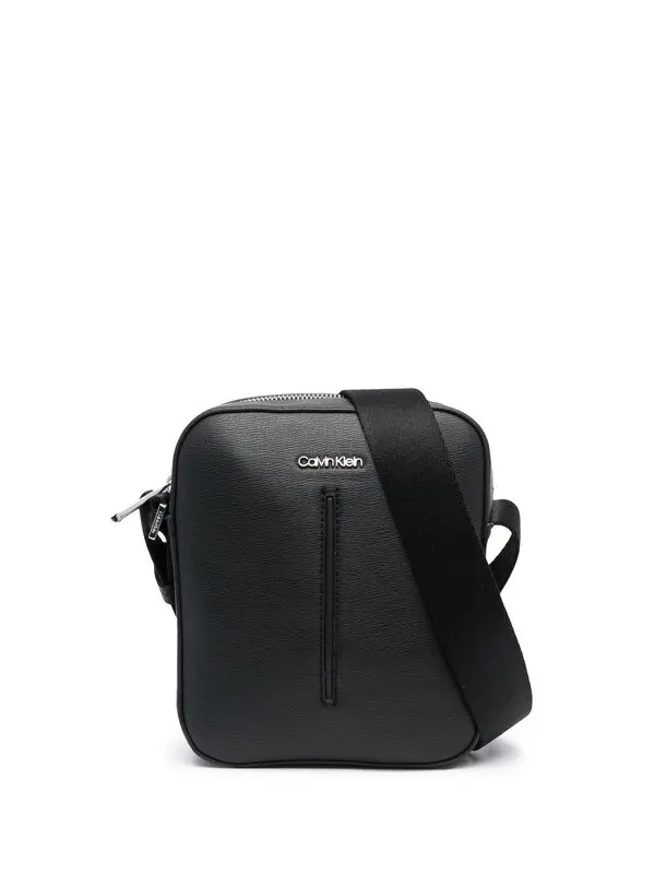 Calvin Klein Logo Plaque Messenger Bag - Black
