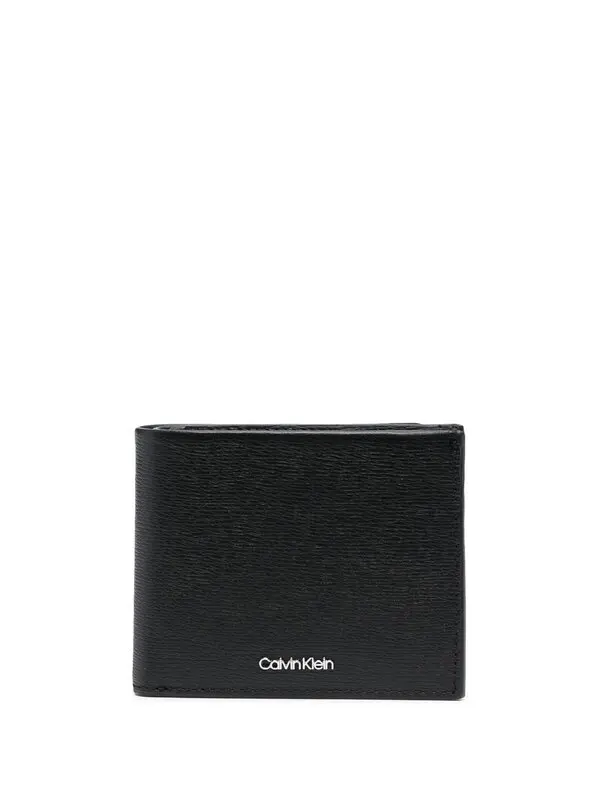 Calvin Klein Logo Stamp Bi-fold Leather Wallet - Black