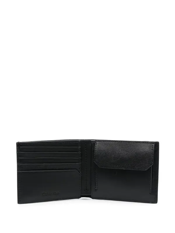 Calvin Klein Logo Stamp Bi-fold Leather Wallet - Black