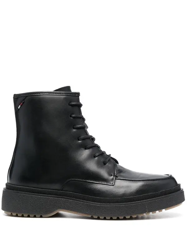 Tommy Hilfiger Lace-up Leather Ankle Boots - Black