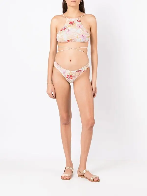 CLUBE BOSSA Floral-leaf Print Bikini Top