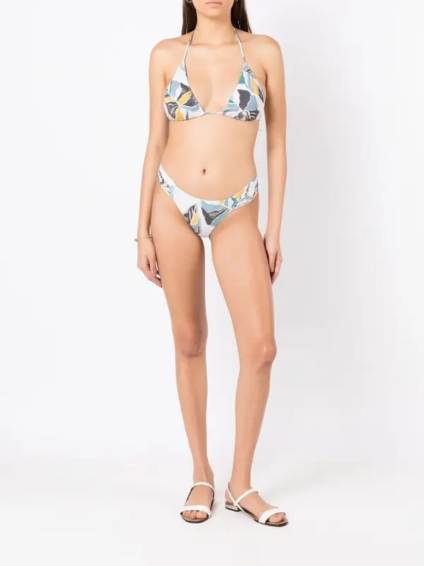 CLUBE BOSSA Ava Leaf-print Bikini Top - Blue