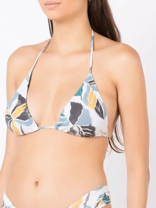 CLUBE BOSSA Ava Leaf-print Bikini Top - Blue