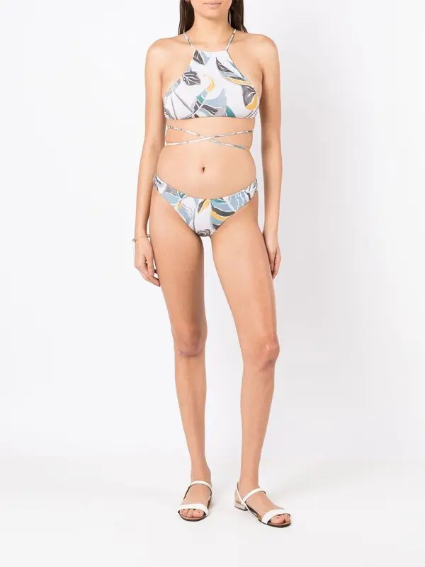 CLUBE BOSSA Leaf-print Bikini Bottom - Neutrals
