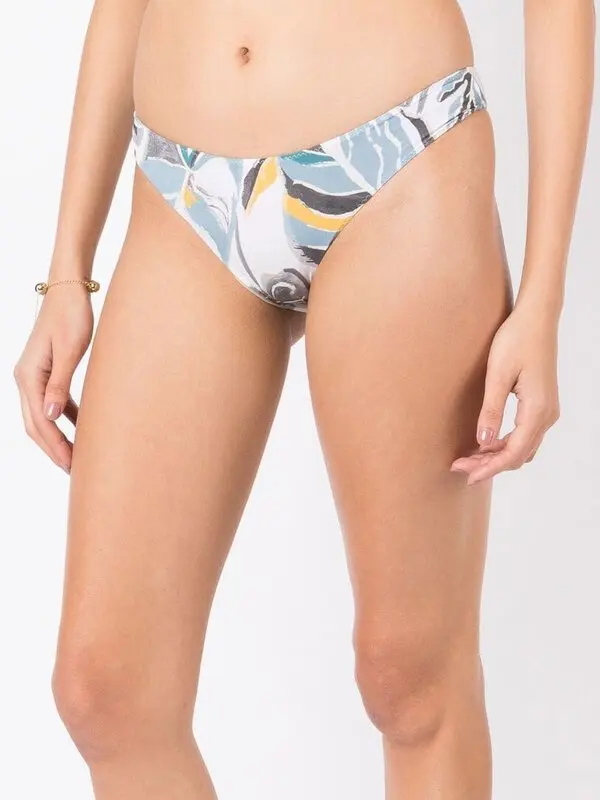 CLUBE BOSSA Leaf-print Bikini Bottom - Neutrals