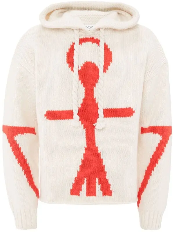 JW Anderson Anchor Logo Merino Wool Hoodie - White