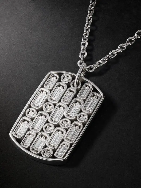 SUZANNE KALAN 18-karat White Gold Diamond Pendant Necklace