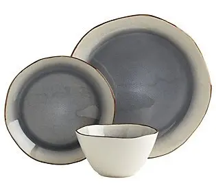 TABLETOPS UNLIMITED 12-piece Bella Grey Dinnerw Are Set - One-color