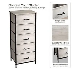 SORBUS Tall Fabric Storage Dresser