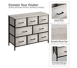 SORBUS 8-drawer Wide Dresser