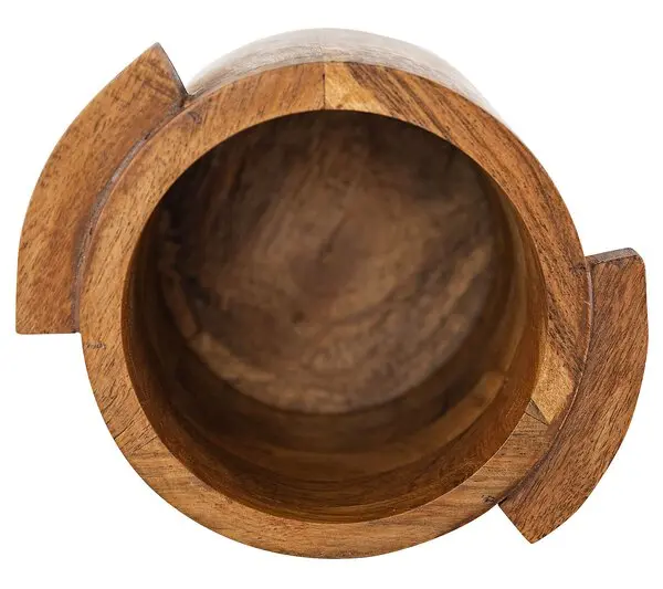 FORESIDE HOME & GARDEN Handled Acacia Wood Pinc H Bowl