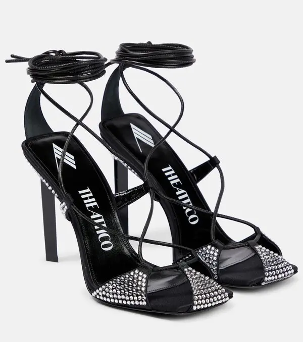 Attico Adele Embellished Sandals - Black
