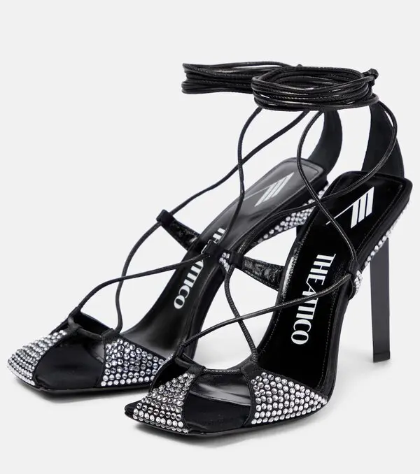Attico Adele Embellished Sandals - Black