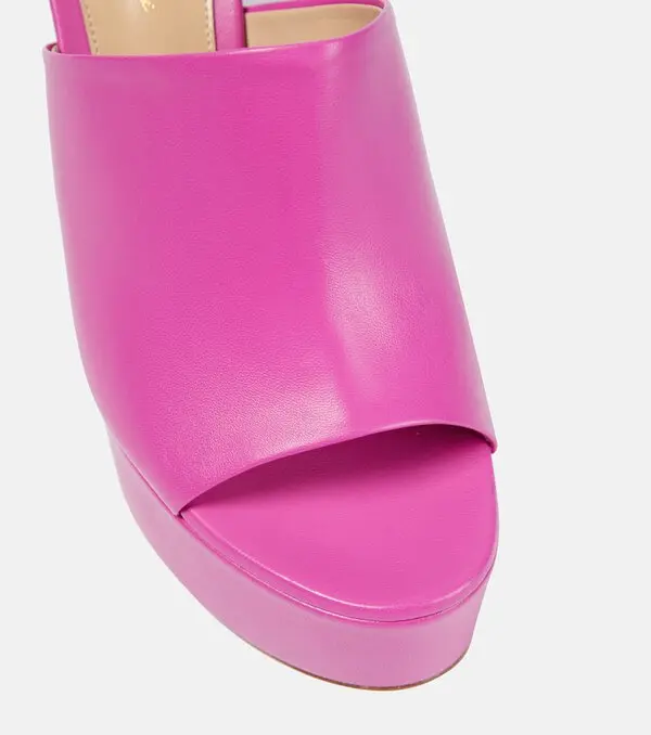 GIANVITO ROSSI Holly Leather Platform Mules - Pink