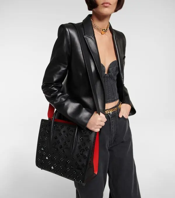 CHRISTIAN LOUBOUTIN Paloma Medium Leather Tote - Black